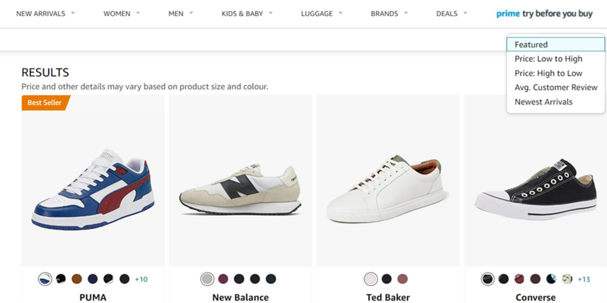 Optimising user experience with best practice filtering and sorting