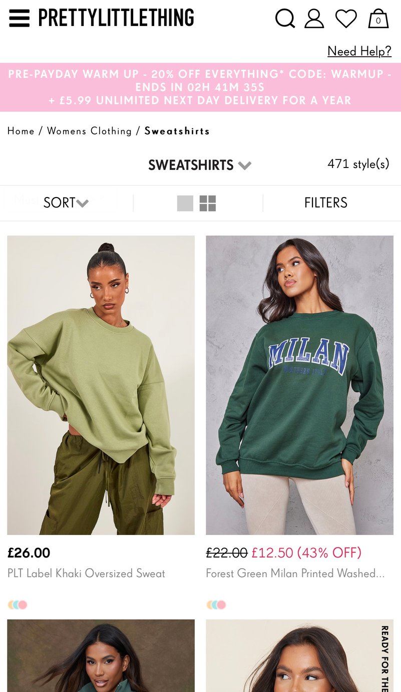 Optimising user experience with best practice filtering and sorting